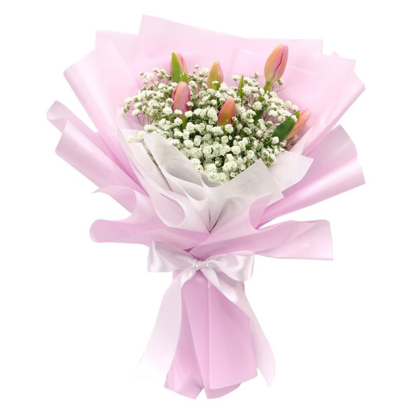 KH-87 Soft Pink Tulip Bouquet Delivery - Little Flower Hut #1 Singapore ...